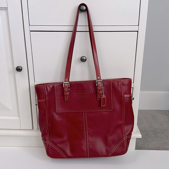 Coach | Bags | Genuine Coach Red Leather Tote | Poshmark